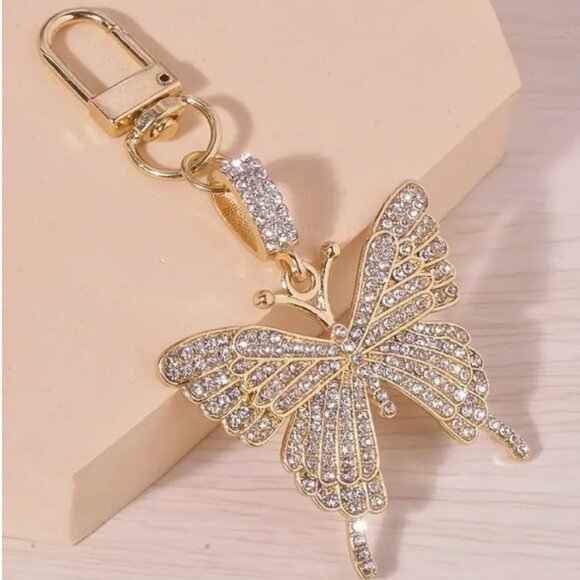 Accessories | New Shiny Rhinestone Butterfly Keychain Backpack Charm ...